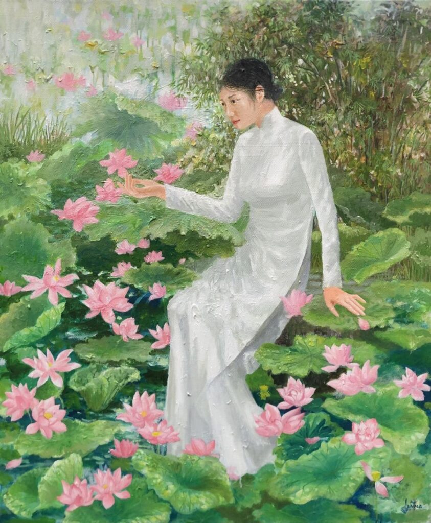 Nét dịu dàng của phụ nữ Việt trong tranh Trần Hữu Dũng - Vietnam.vn